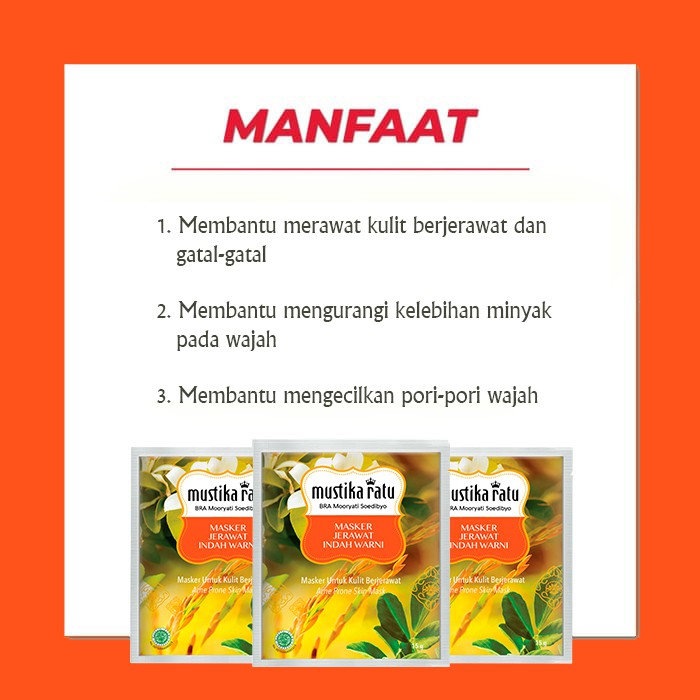 Mustika Ratu Masker Indah Warni For Oily & Acne Skin (15g x 3 pack ...