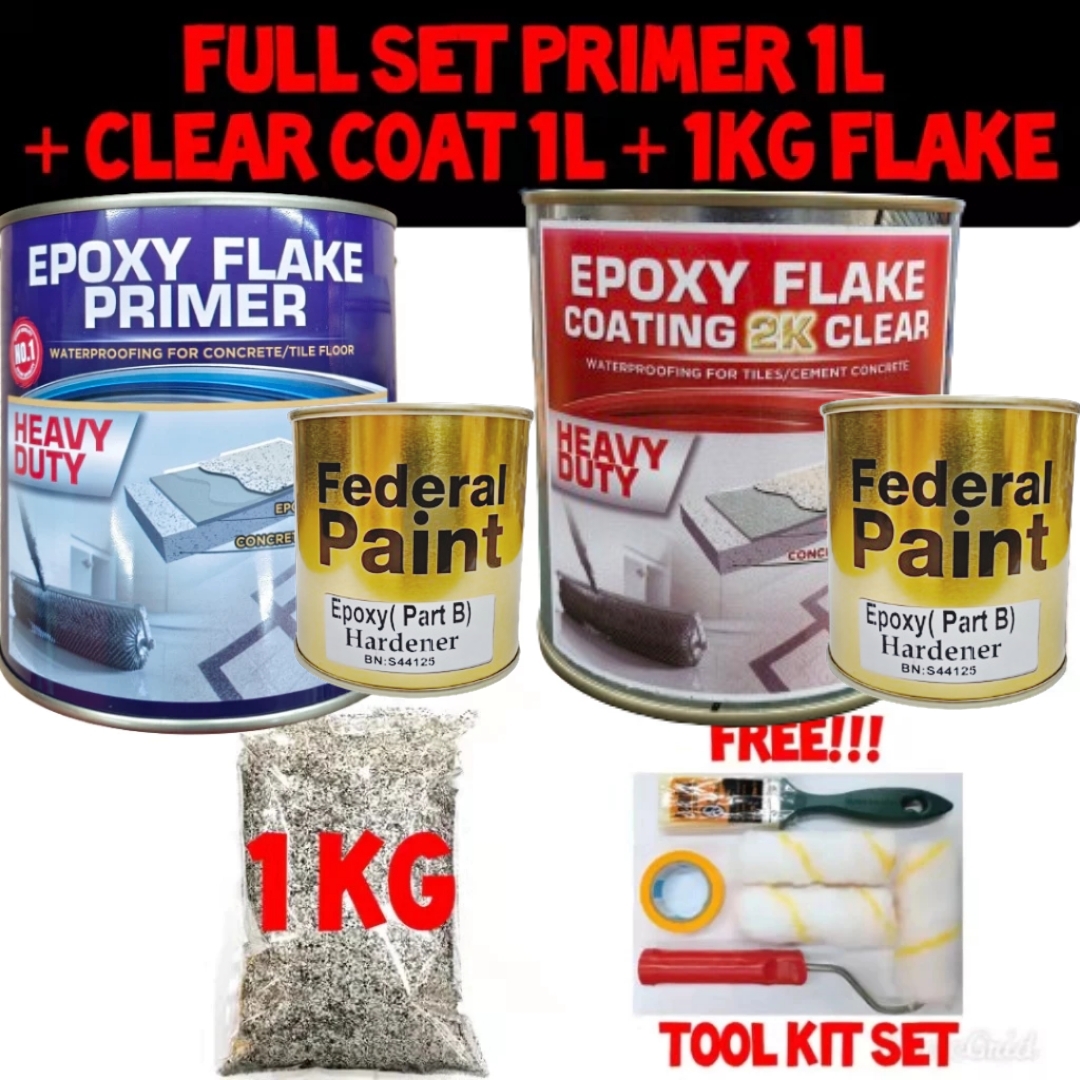 FULL SET Epoxy Colour Flake Coating 2K SERIES Floor Tile Leaking ...
