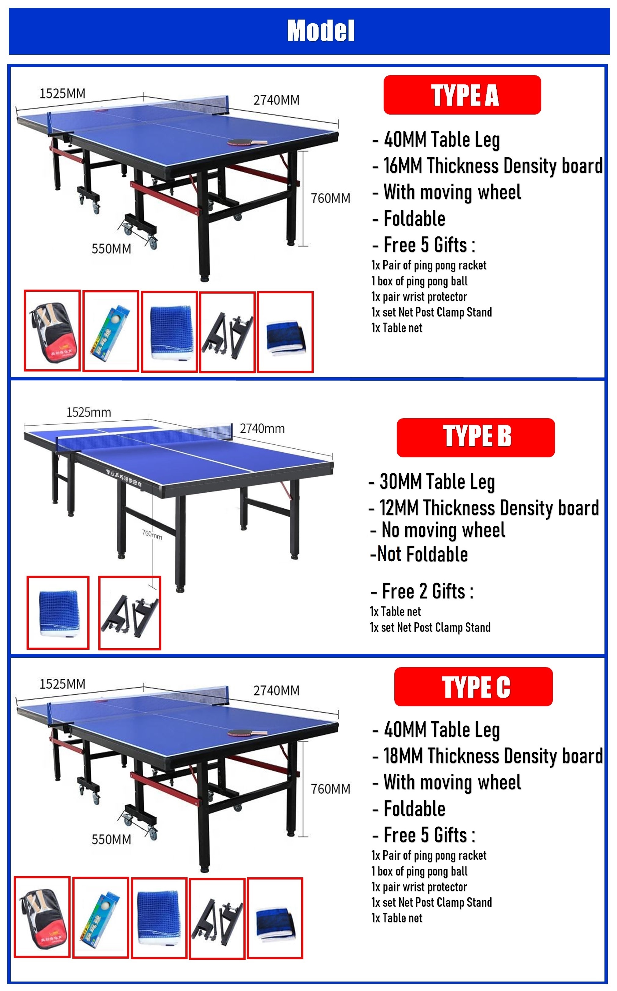 Professional Indoor Waterproof Table Ping Pong Tennis Table With Quick ...