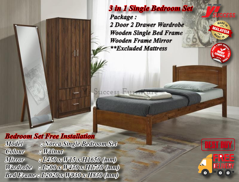 Yi Success Norca Single Bedroom Set / 3 in 1 Set Bilik Tidur Bujang ...