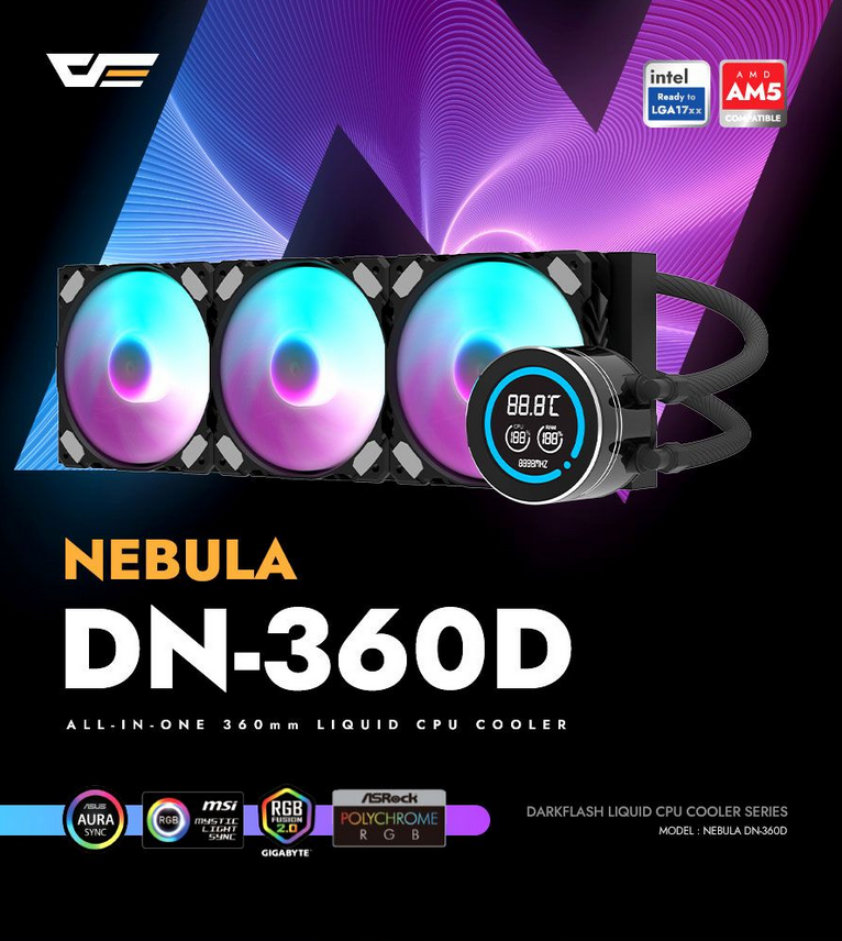 DarkFlash Nebula DN240D 240mm & DN360D 360mm ARGB AIO Liquid Cooler For ...
