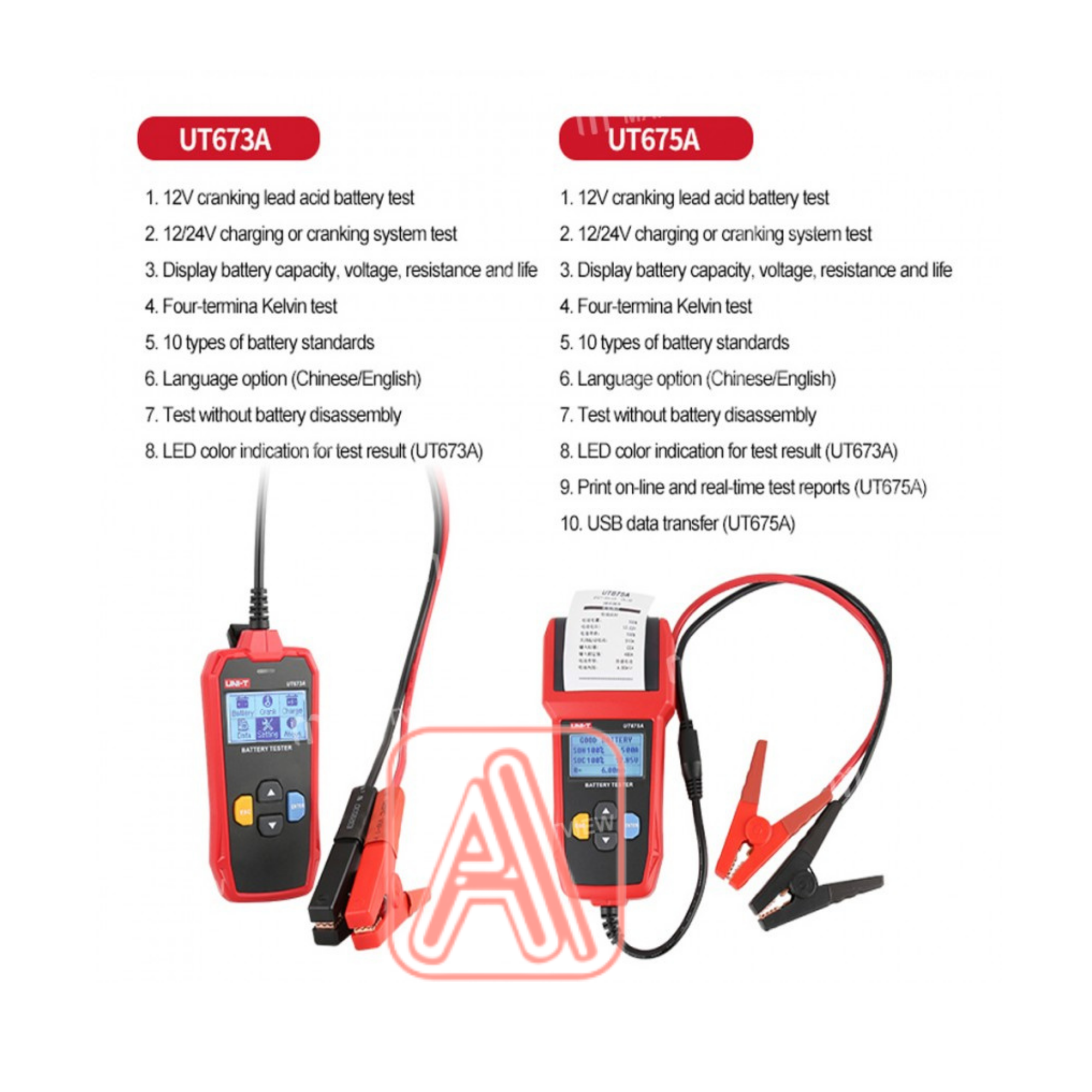 UNI-T UT675A / UT673A Battery Tester 24V 12V Volt Automotive Load ...