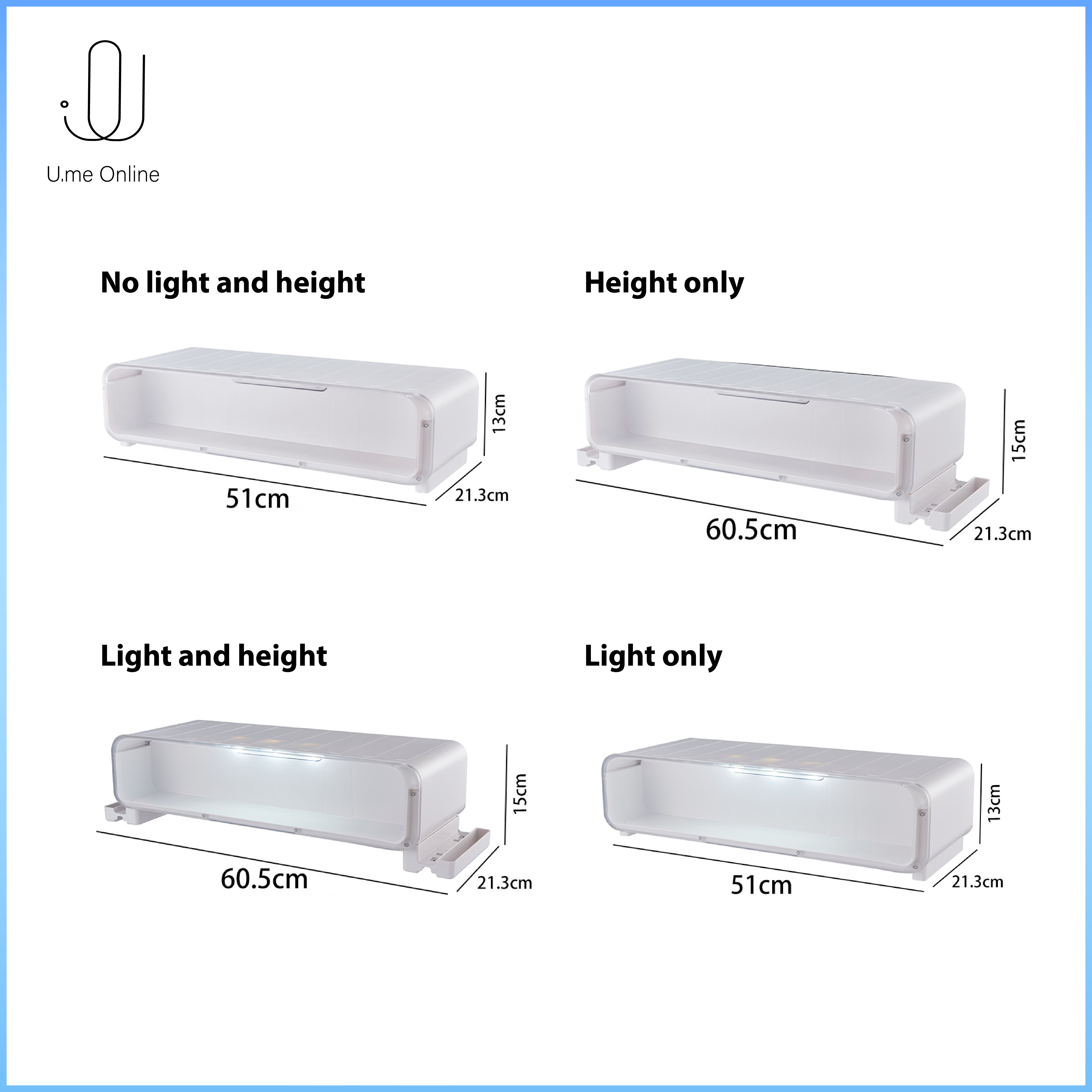 U.me Monitor Shelf LED Light Model Collection Display Monitor Riser ...