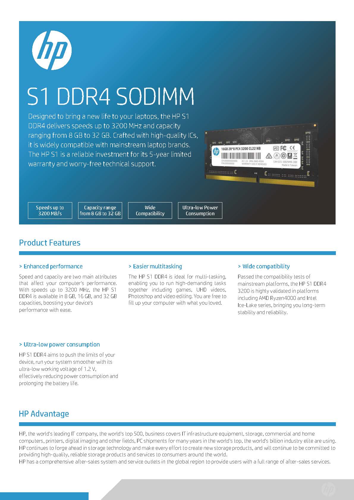 HP S1 DDR4 3200MHz SODIMM Laptop Notebook Memory RAM 8GB/16GB | Shopee ...