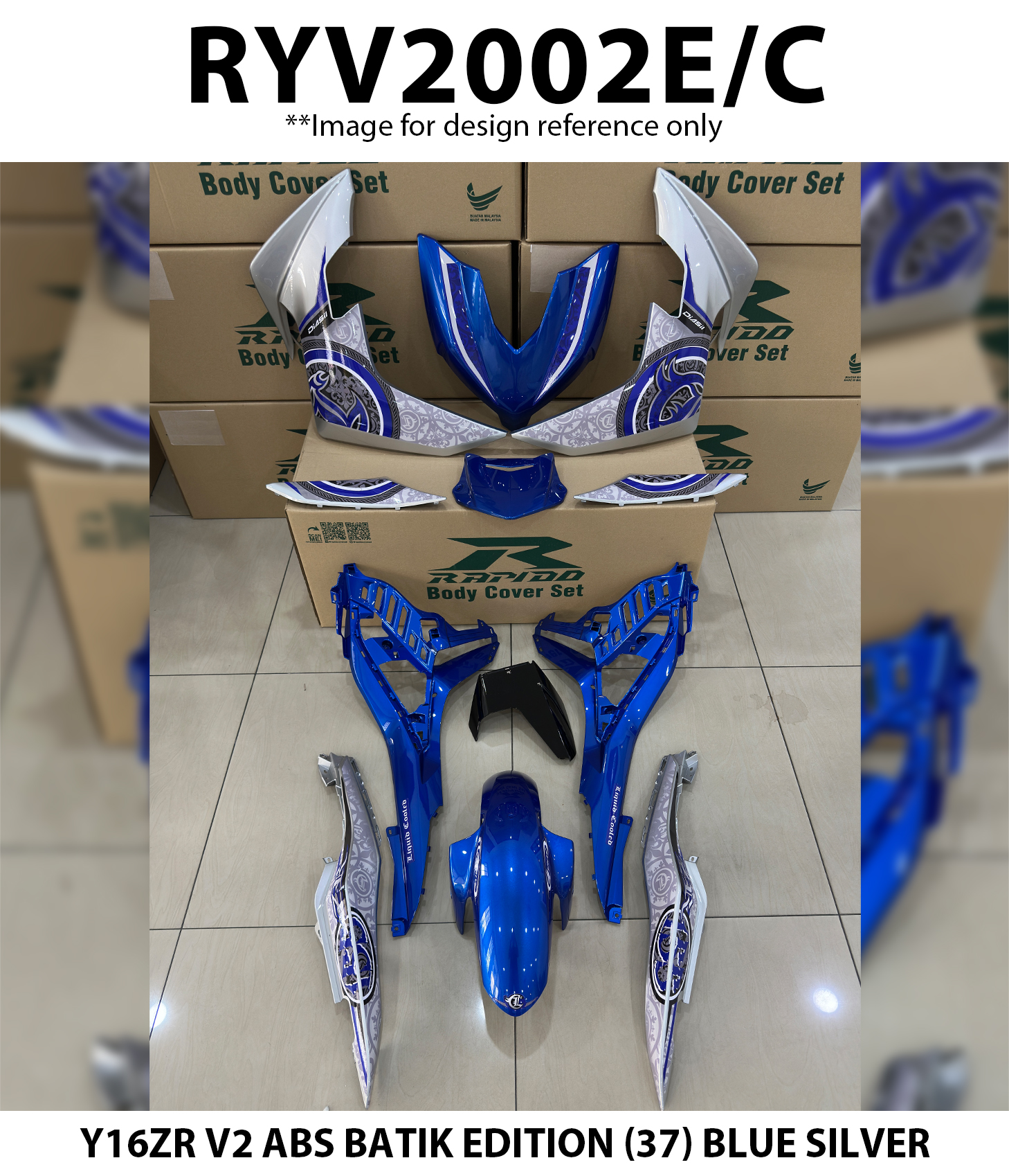 YAMAHA Y16 Y16zr V2 Abs Batik Edition (37) Red Blue Silver Cover Set ...
