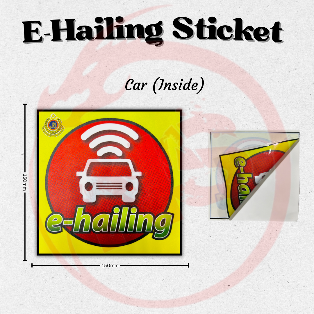 1ps E-Hailing Sticker Static Cling Tampal dalam untuk Car Kereta JPJ ...
