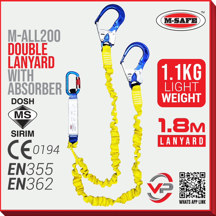 M-SAFE SIRIM BODY HARNESS RINGAN ALUMINIUM HOOK ABSORBER M-ALL200 LIGHTWEIGHT ABSORBING DOUBLE ...