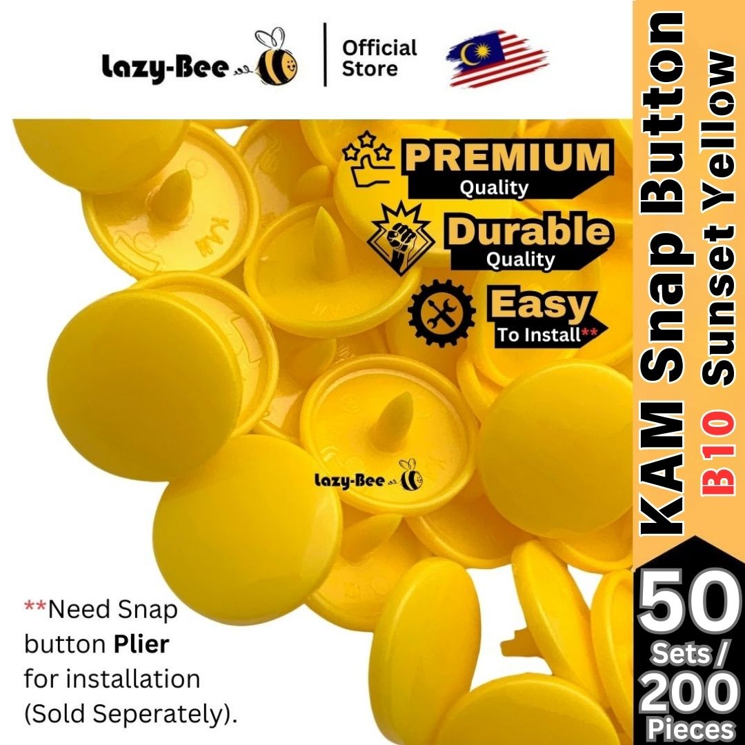 LAZY BEE B10 Sunset Yellow 50 Set 200 pcs T3 T5 KAM Snap Button Plastic ...