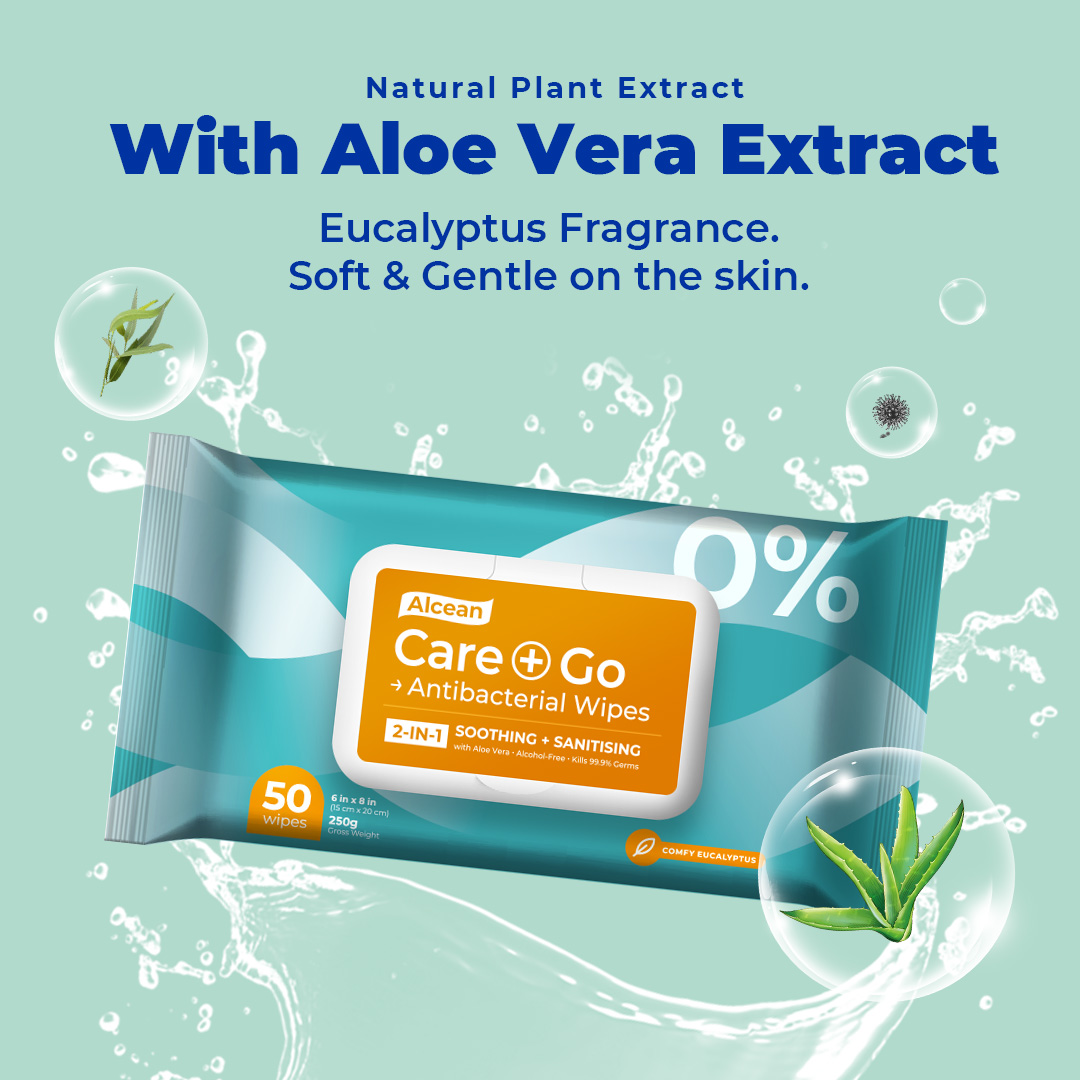 [Exp: Dec 2026] Alcean Antibacterial Wipes with Aloe Vera Extract [No ...