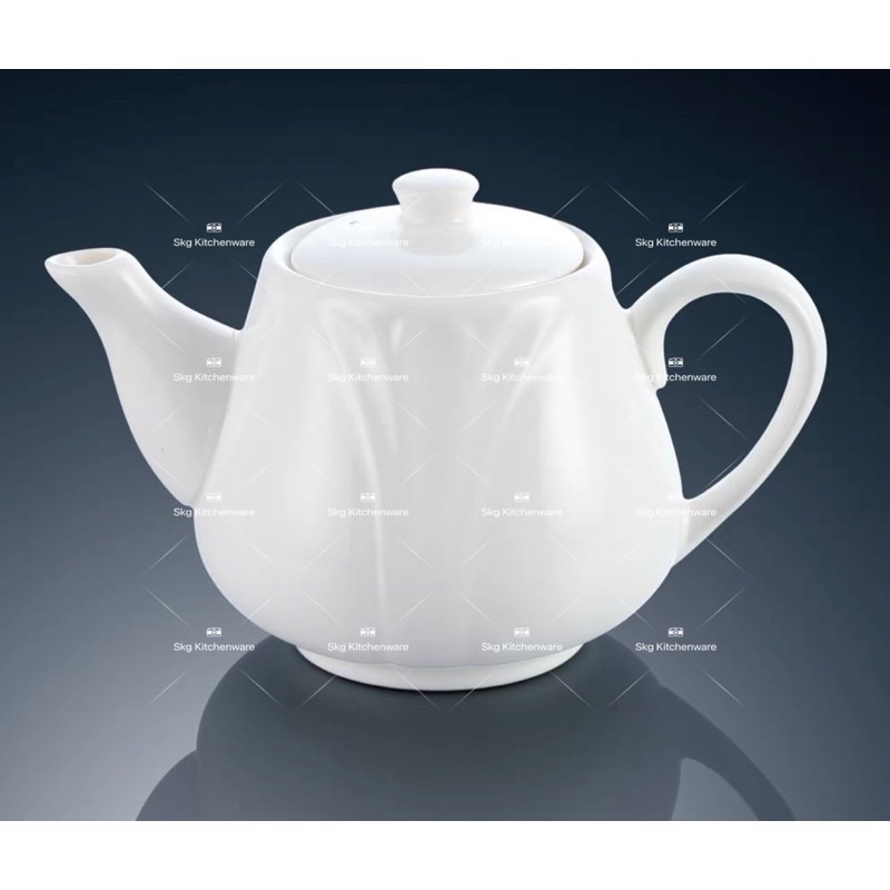 850ML/1000ML White Ceramic Magnolia Style Coffee Teapot Teko Kopi Putih ...