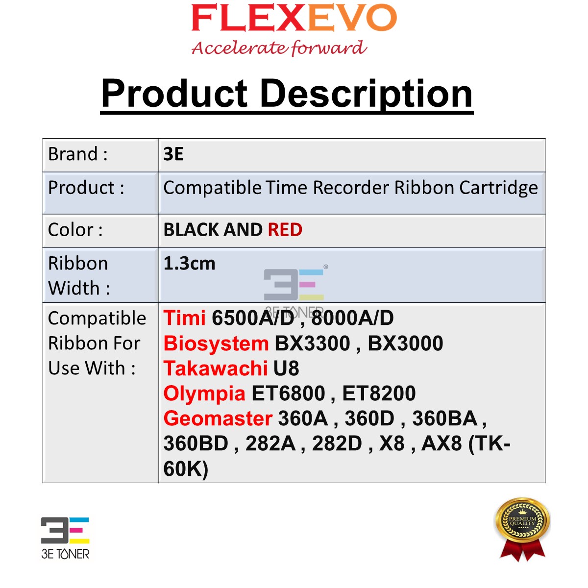 Compatible Punch Card Time Recorder Ribbon Cartridge Dual Color for ...