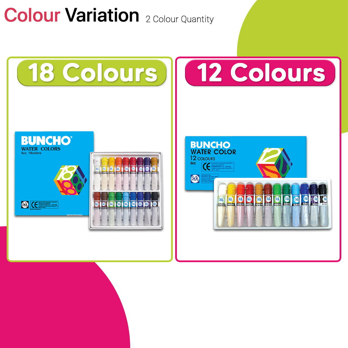 Buncho Water Colour Set Art Paint 12 / 18 Colour -(BOX) Watercolor ...