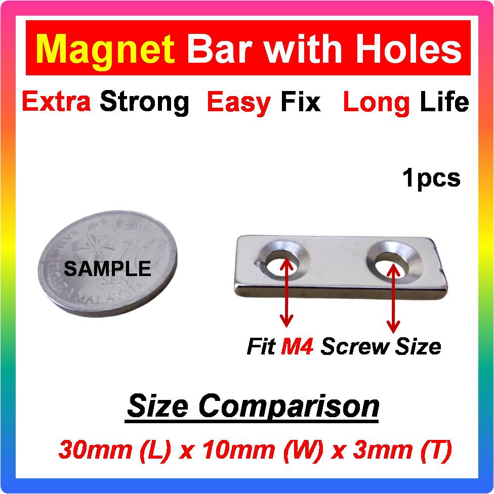 1pcs | Neodymium Magnetic Bar with Holes | Strong Rectangular Magnet ...