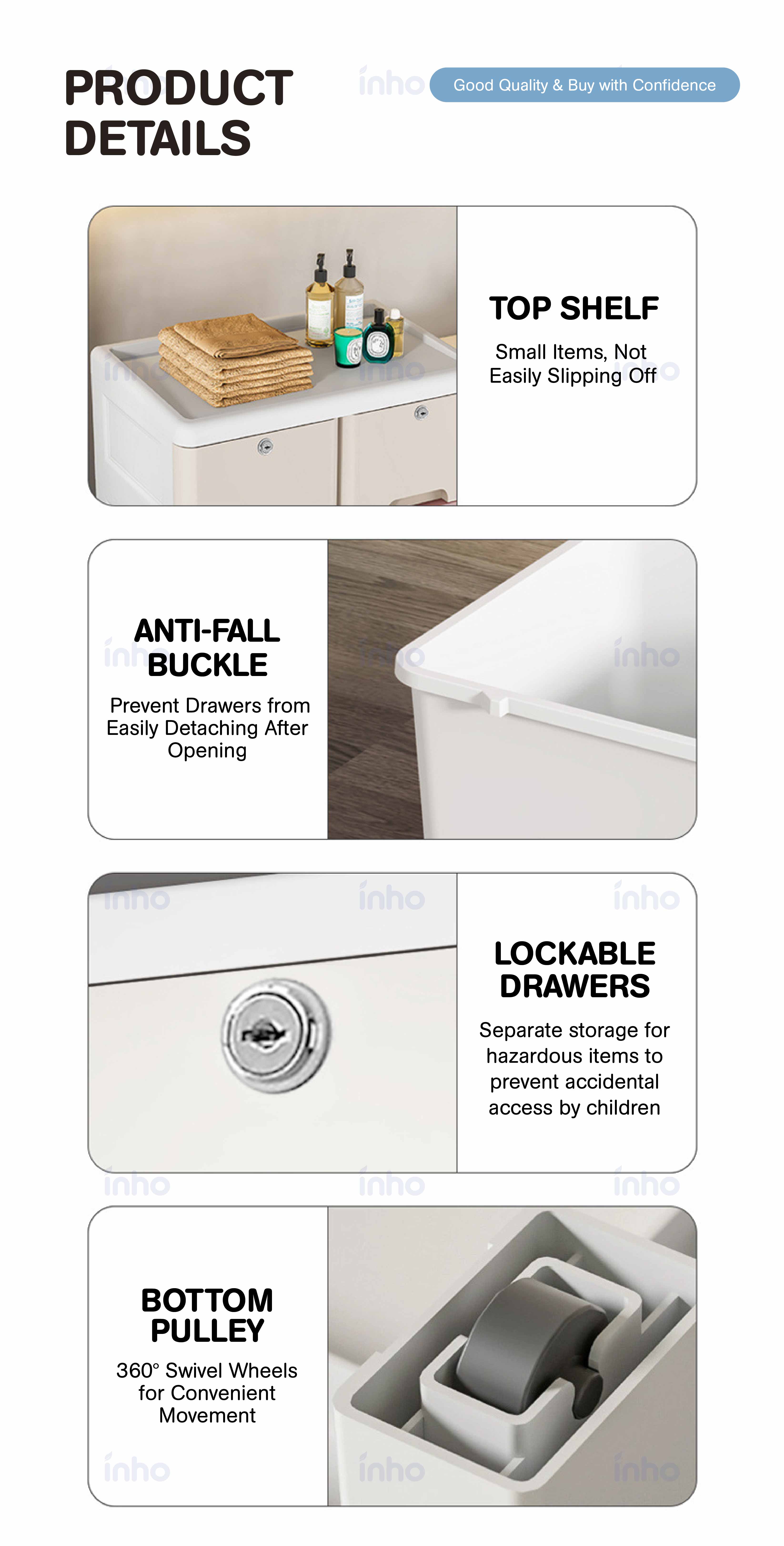 INHO L56cm (3-5 Layers) Multipurpose Plastic Drawer Storage Box ...