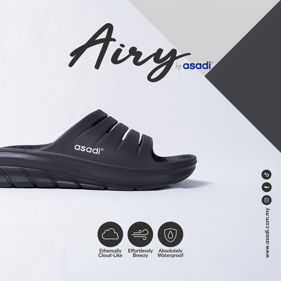 asadi Unisex Sandal Airy Series [MJA1564] (Jet Black) | Shopee Malaysia