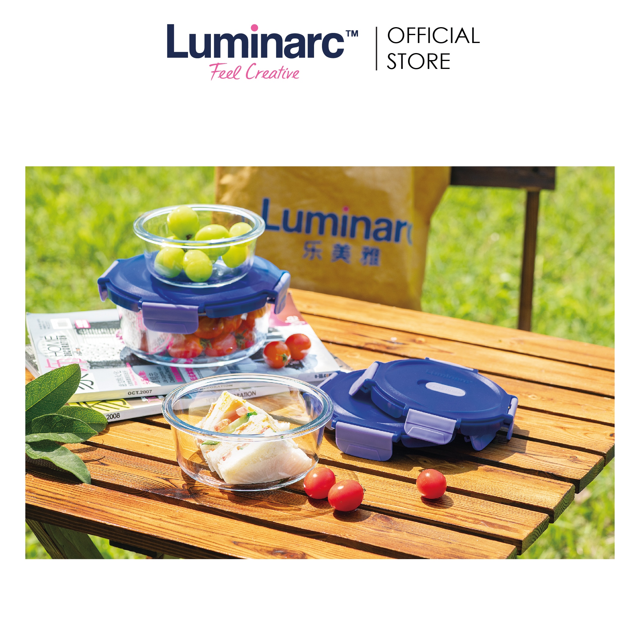 Luminarc Pure Food Storage Box Putina Round (1000ML) [Model: V6454 ...
