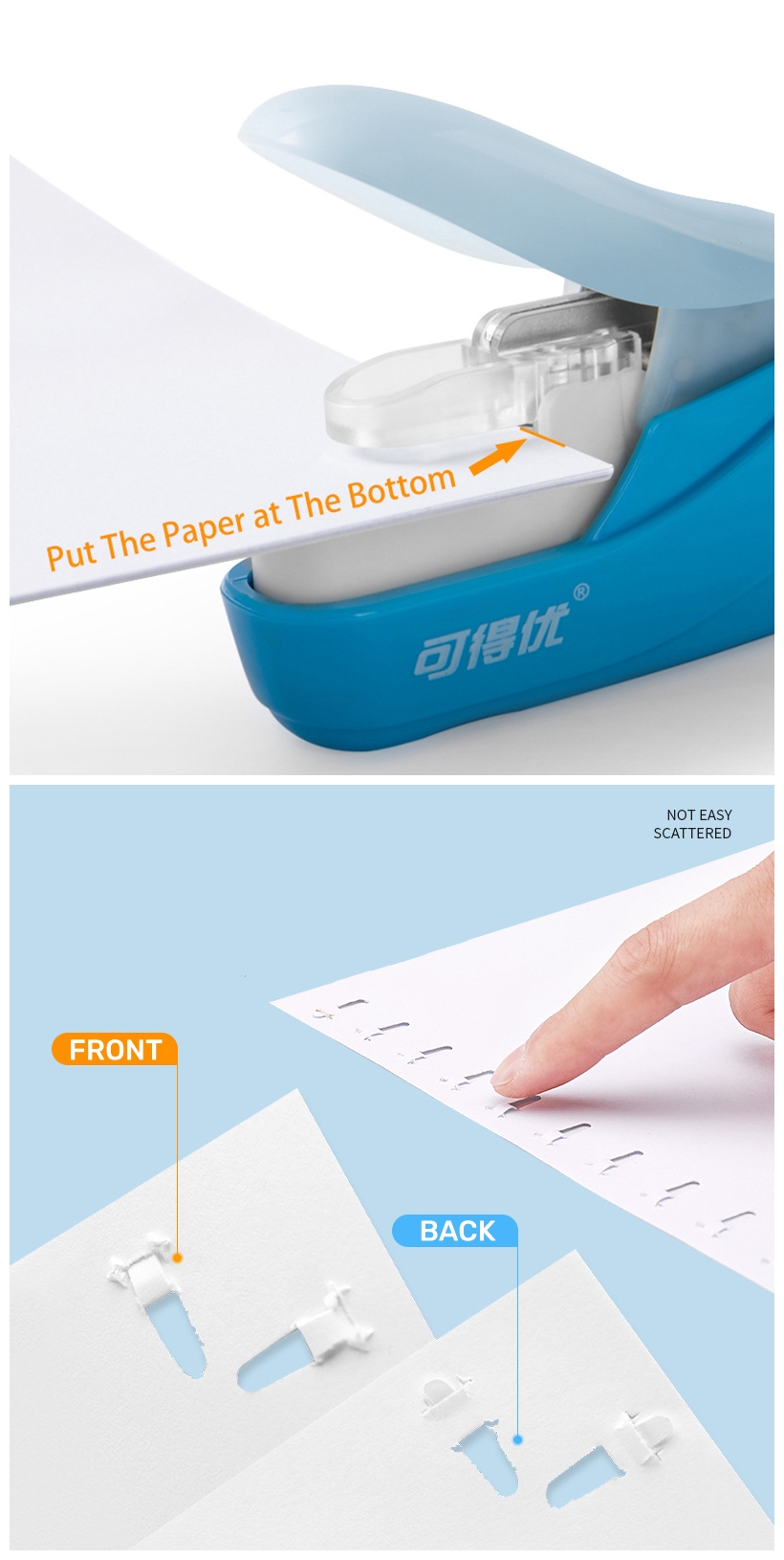 KWT Small Size Stapleless Stapler Light Duty Eco-Friendly Binding Paper ...