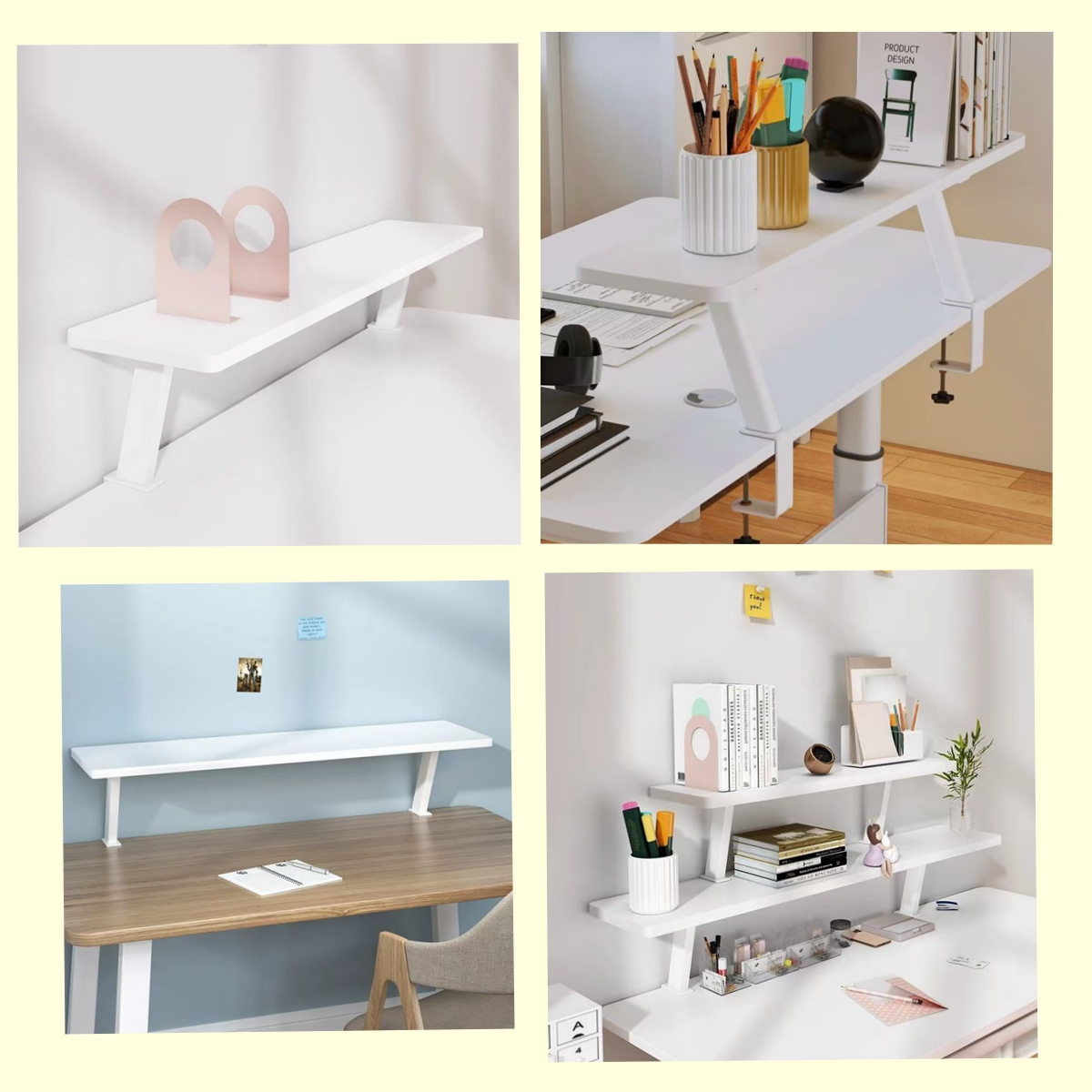 Floating Desktop Bookshelf Clamp On Monitor Riser Elevated Storage Rack ...