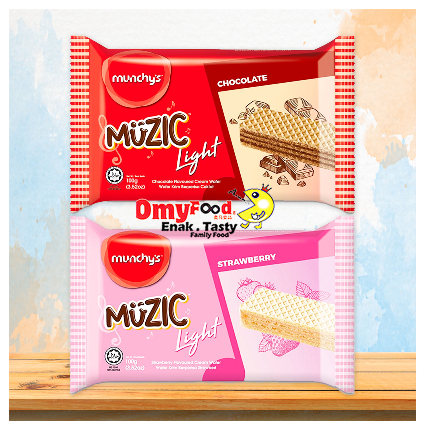 100g Munchy's Muzic Light Wafer [Strawberry / Chocolate][OmyFood ...