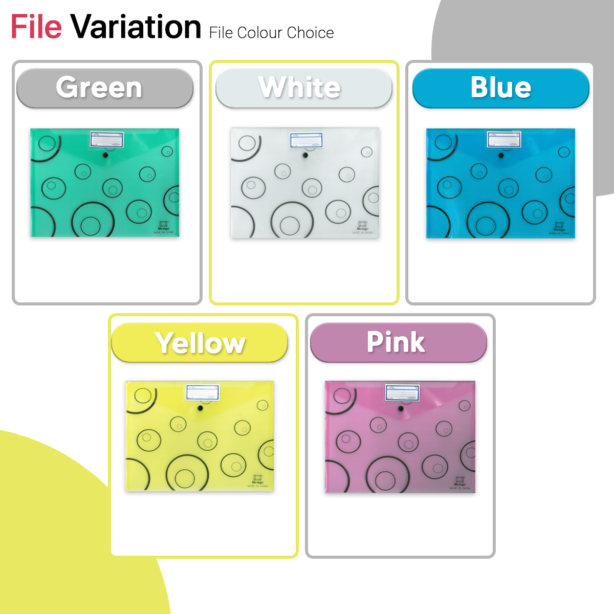 Benge A4 Transparent Snap Button File Document Filling Folder (1/Pcs ...