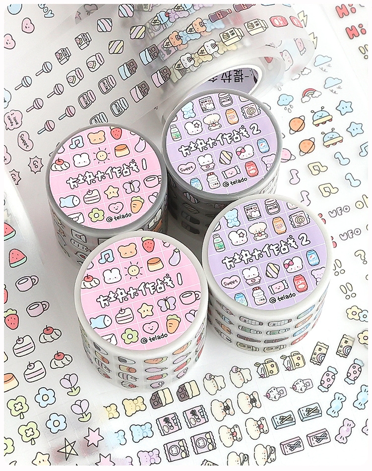 TLD Cute Cartoon Emoji Expression Square Shape Mini Deco Stickers Roll ...