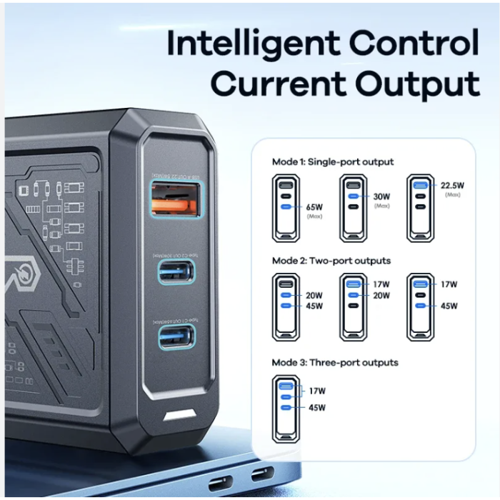 REMAX MECHA WARRIOR RP-U108 GAN 65W FAST CHARGER UK PLUG (2C+1A) / RP ...