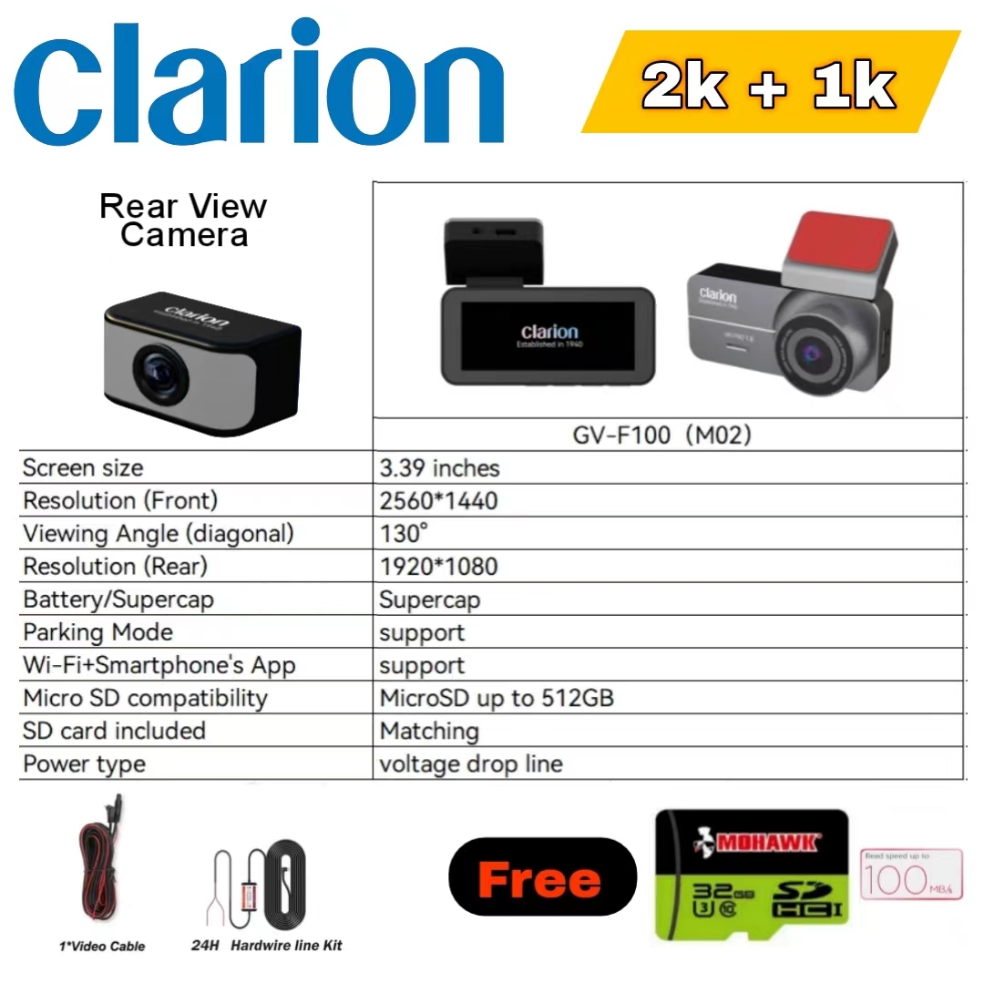 Clarion 4K Resolution Dash Cam Pro Front ,Cam Cabin View, Rear Cam view ...