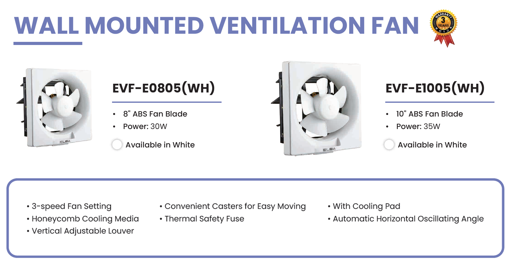 ELBA Kipas ekzos asap dapur 8 / 10" Inch Exhaust Fan Ventilation Fan ...