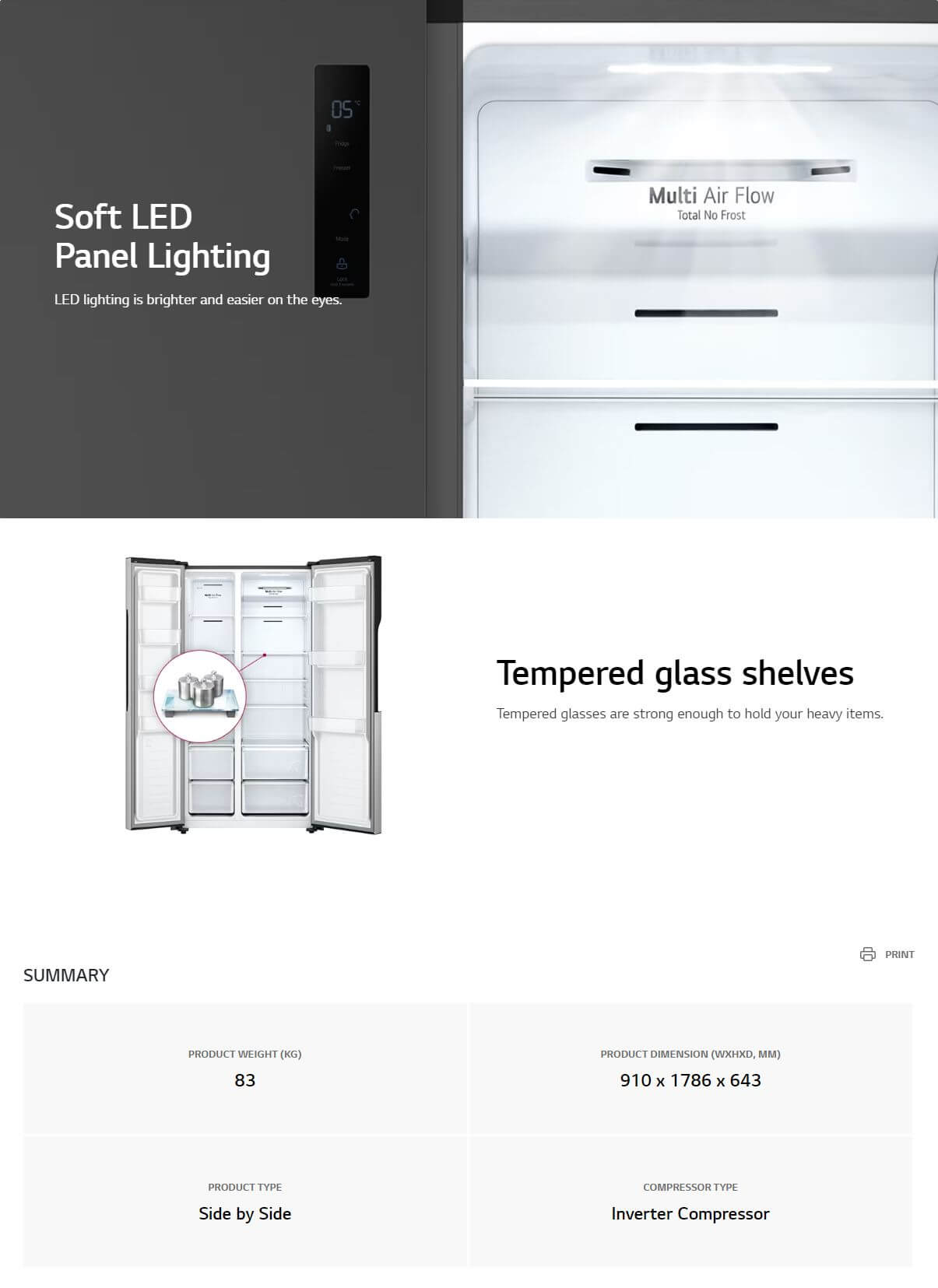 [Klang Valley Delivery Only] LG GC-B507PQAM Side By Side Fridge 508L ...