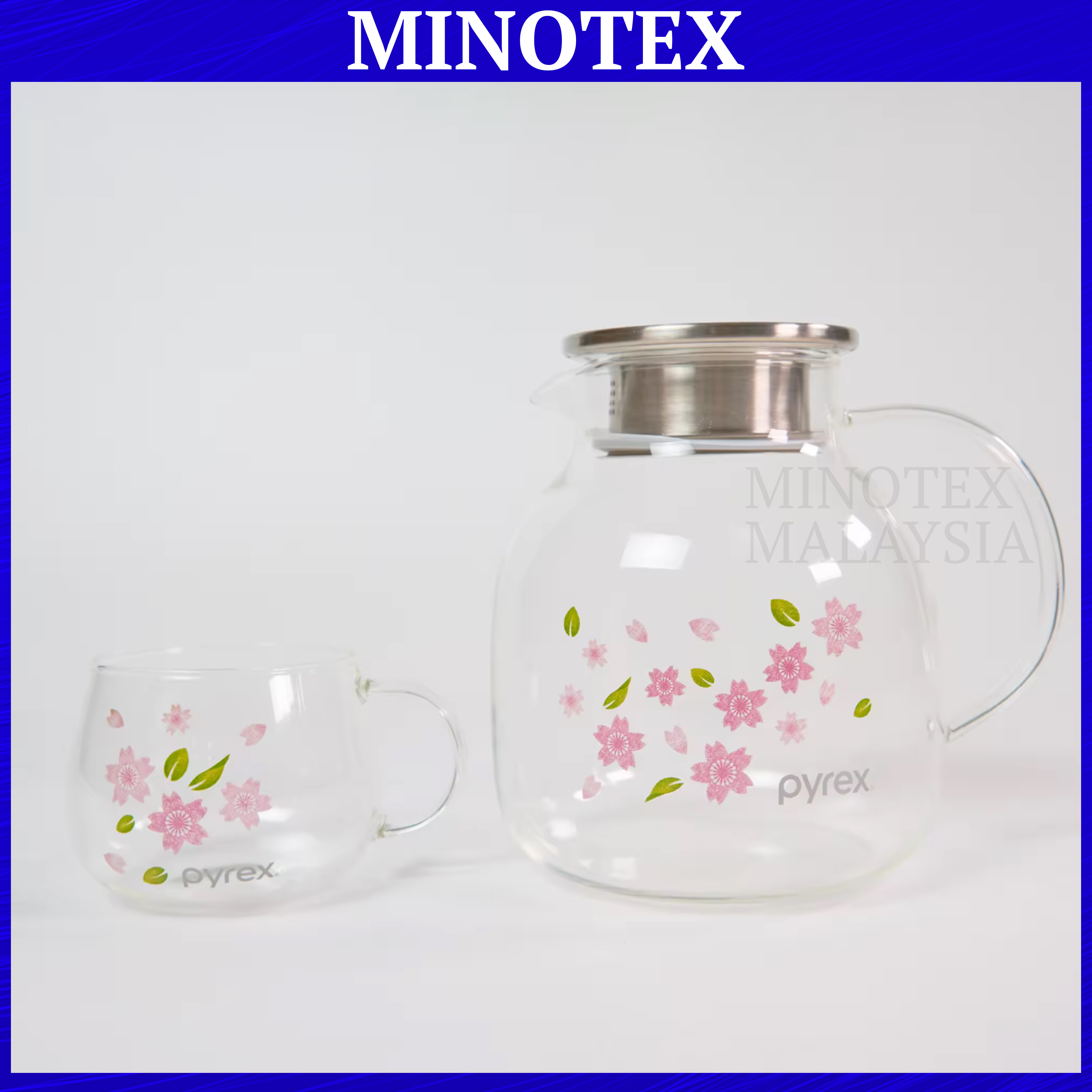 Pyrex 5 Pcs Tea Set (Country Rose/Sakura) / Glass Tea and Coffee Cup ...