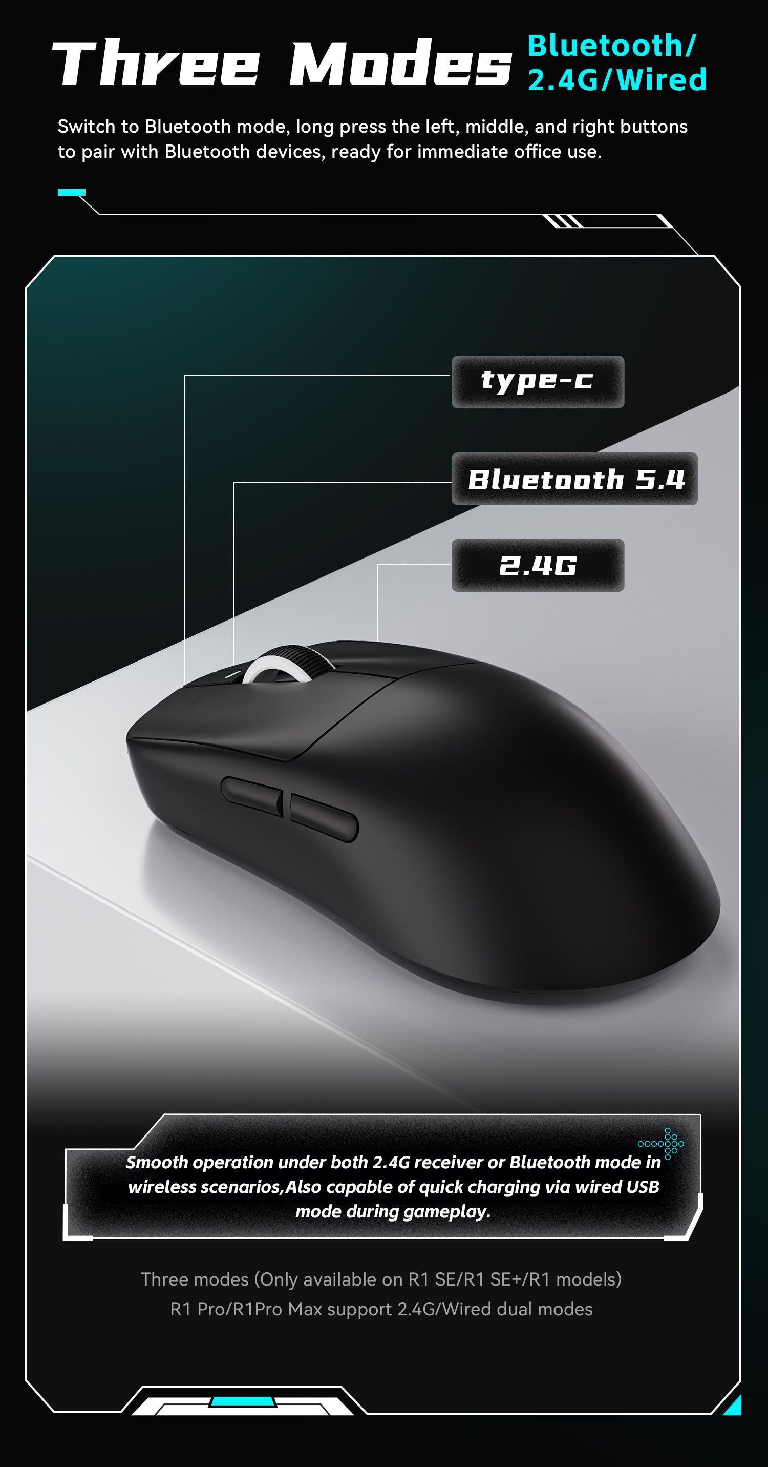 VXE Dragonfly R1 Series Wireless Gaming Mouse with PAW3395 Sensor R1 SE ...