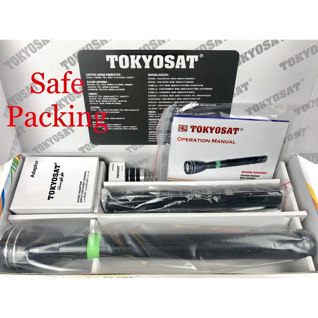 TOKYOSAT LED FLASHLIGHT lampu suluh WITH EXTRA SPARE led bulb & Battery ...