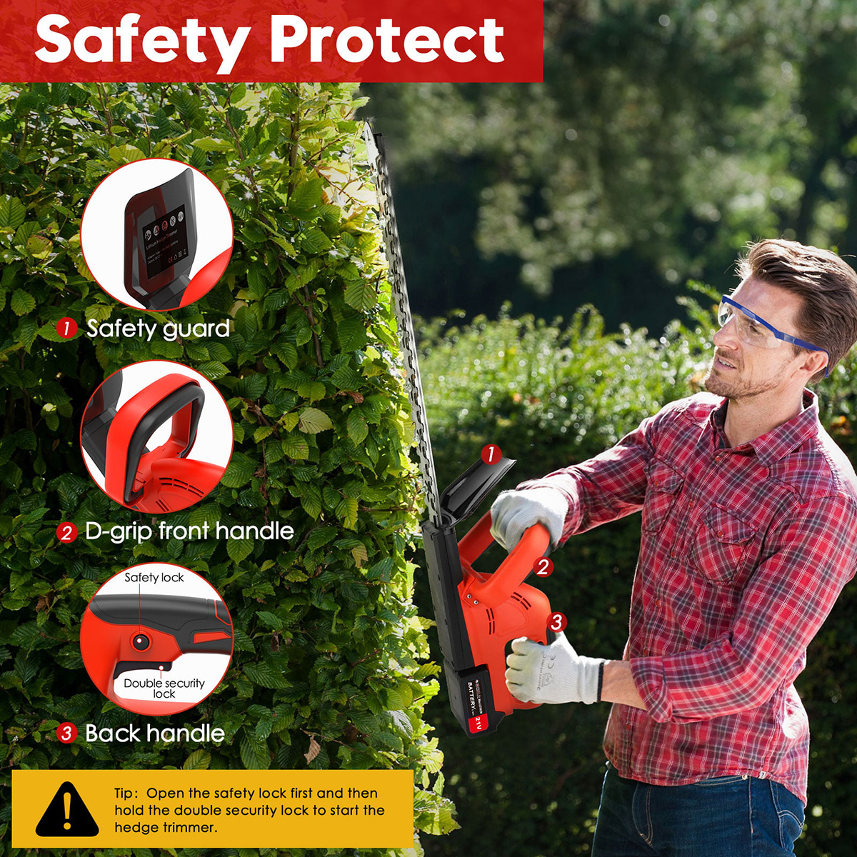 KELETOOL Cordless Shrub Hedge Trimmer Machine Garden Pruning Shear ...