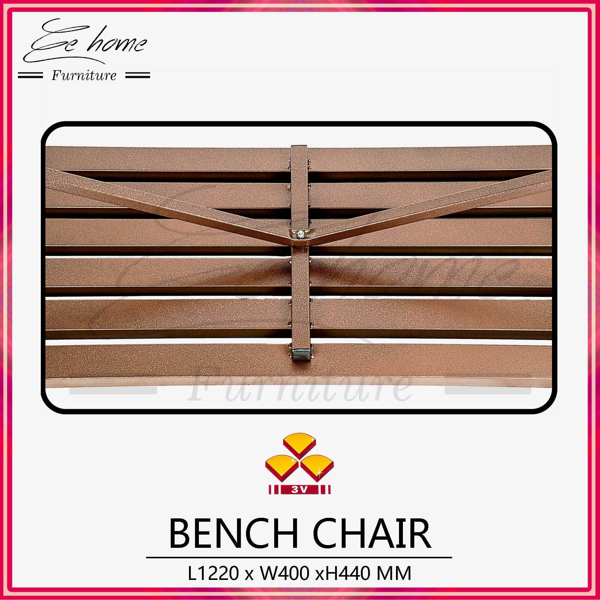 EE HOME 3V METAL BENCH CHAIR KERUSI BESI FOLDABLE GARDEN CHAIR KERUSI ...