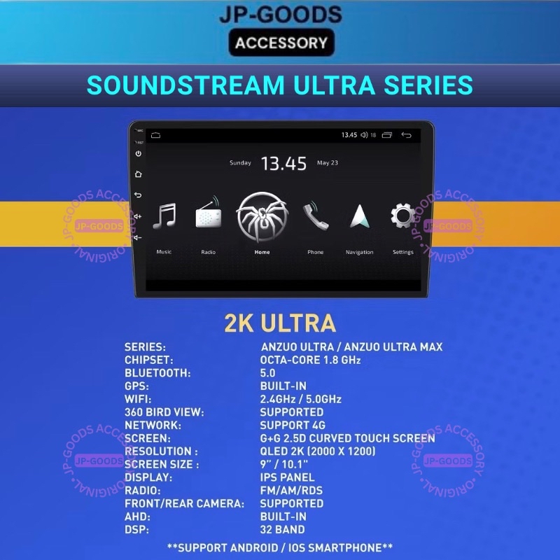 SOUNDSTREAM ULTRA SERIES 8GB RAM 256GB ROM 2K RESOLUTION SCREEN ANDROID ...