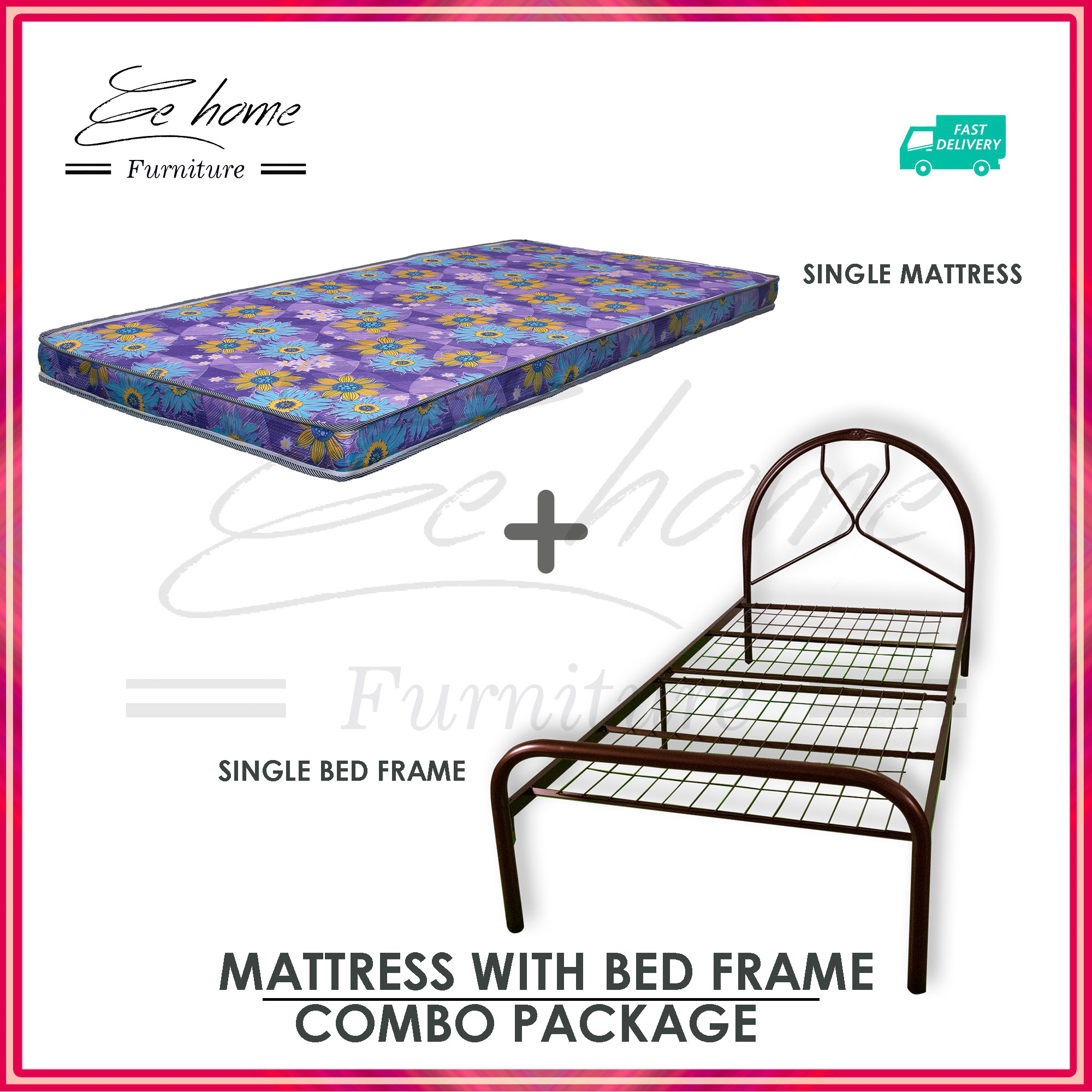 EE HOME SET Single Bed Frame With Mattress Single Katil Bujang Tilam ...