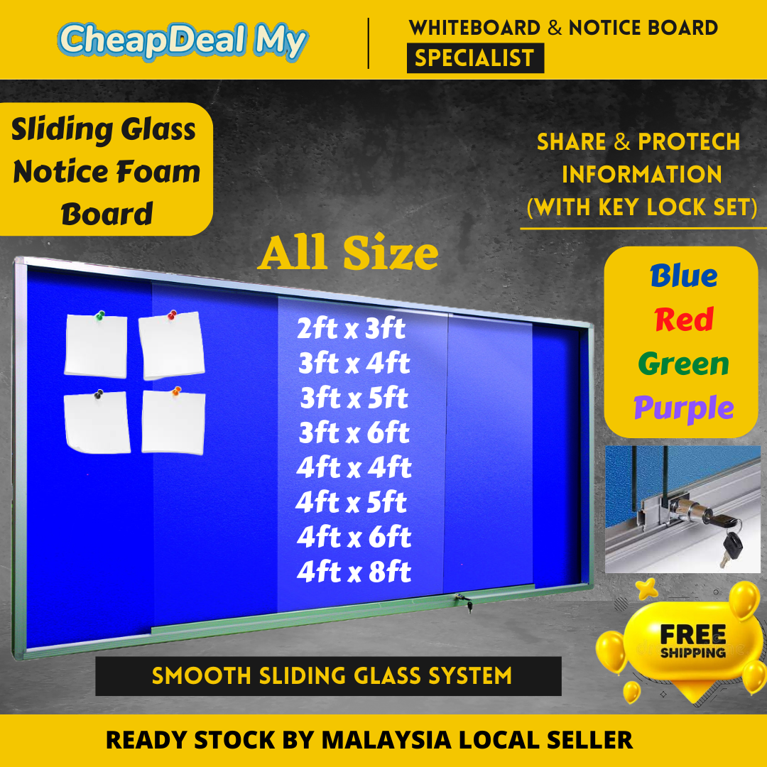 Notice board All Sizes Notice Foam Board Sliding Glass Cabinet 2x3 3x4 3x5 3x6 4x4 4x5 4x6 4x8 ...