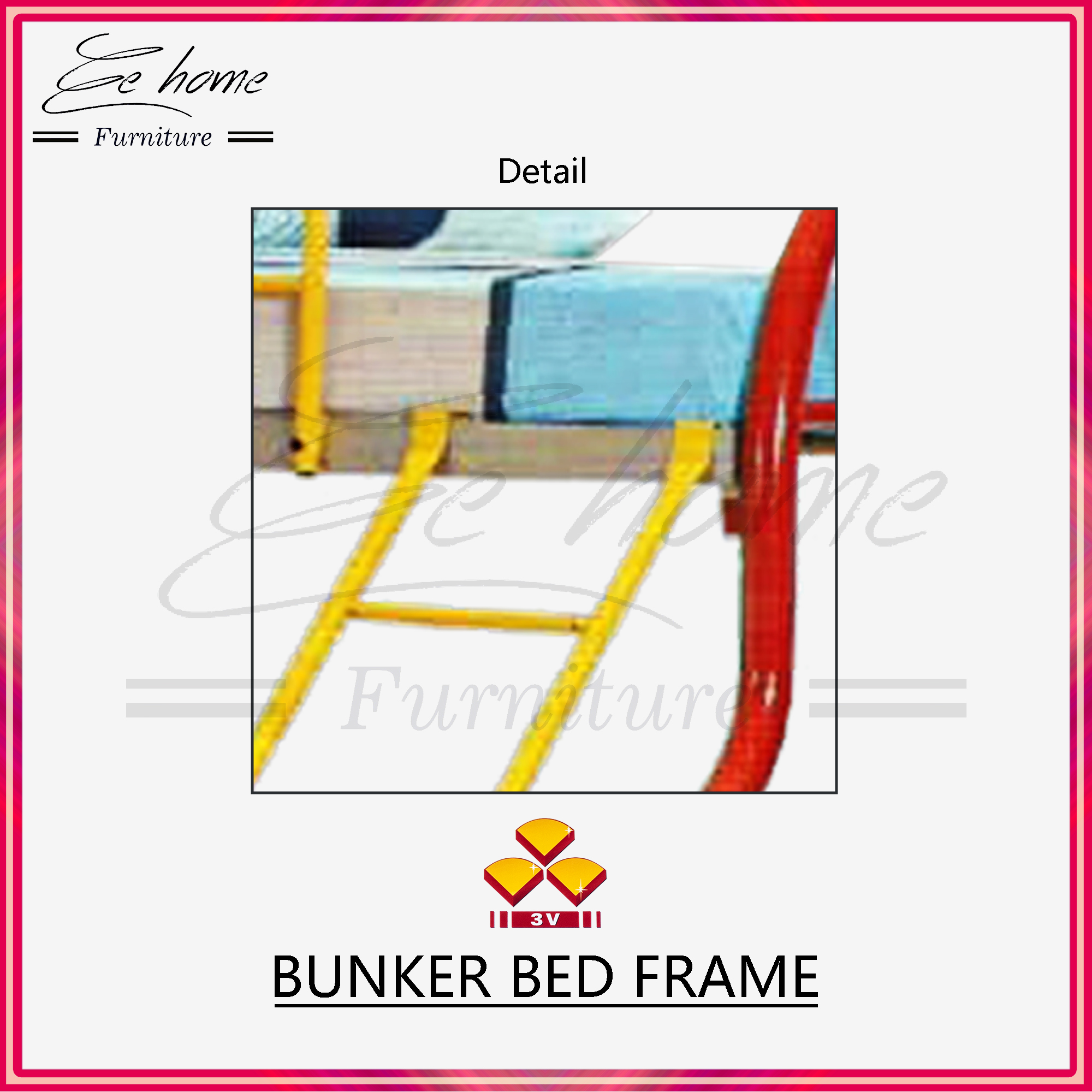 EE HOME 3V Colorful Bunk Bed Double Decker Bed Frame Loft Bed Katil ...