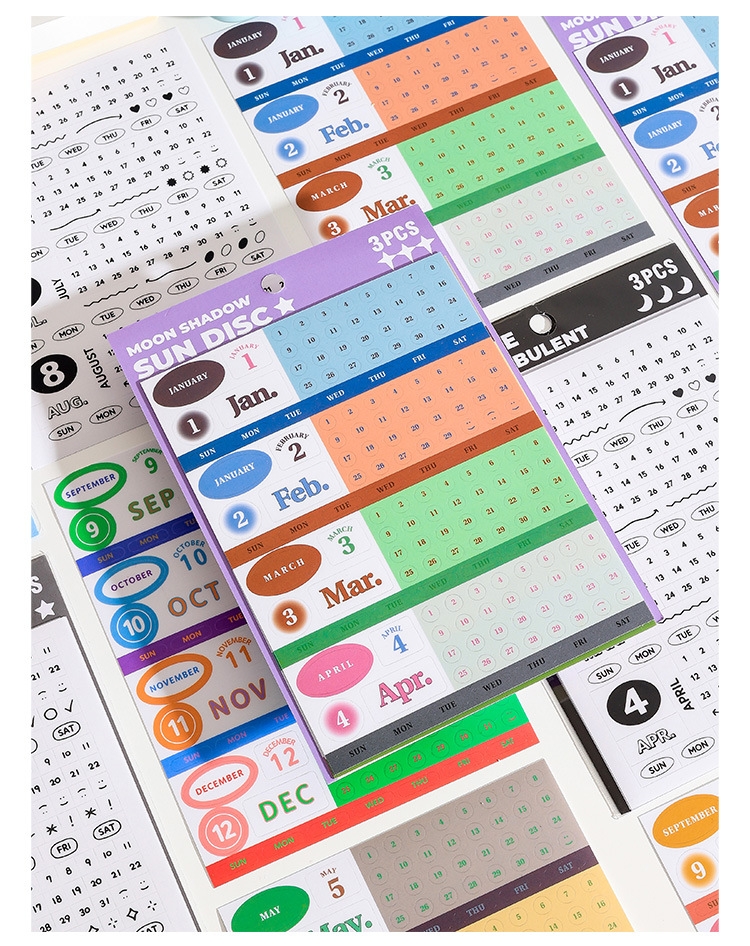 Creative Perpetual Calendar Waterproof Deco Stickers Daily Date Week ...