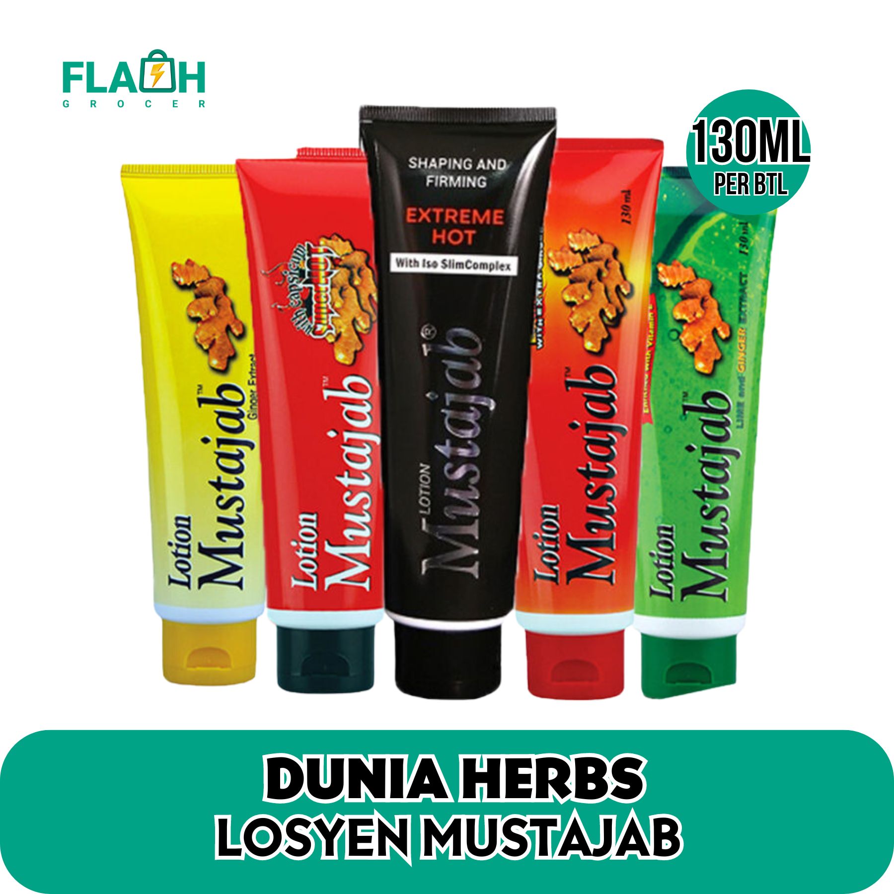 Dunia Herbs Losyen Mustajab- 130ml (Extreme Hot / Ginger Rxtract/ Lime ...