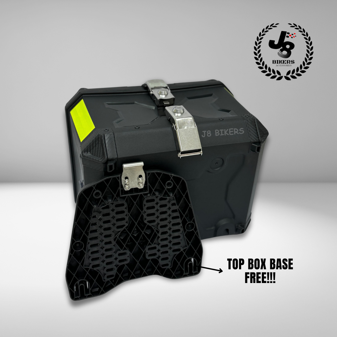 UNIVERSAL MOTORCYCLE X DESIGN PLASTIC ABS TOP BOX WITH BASE 45L DUAL ...