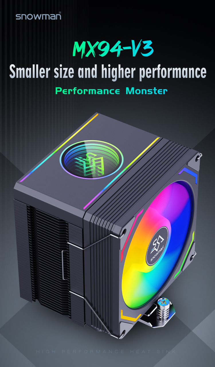 Snowman MX94-V3 Black White ( ARGB ) 9CM Tower CPU Cooler Heatsink ...