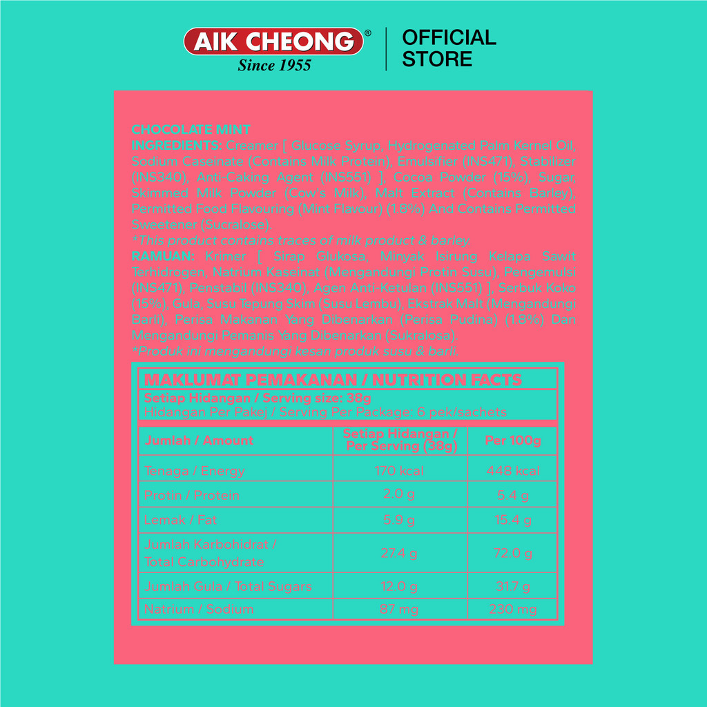 Aik Cheong Cafe Art Chocolate Mint Sharing Pack (38g X 6s ) | Shopee ...