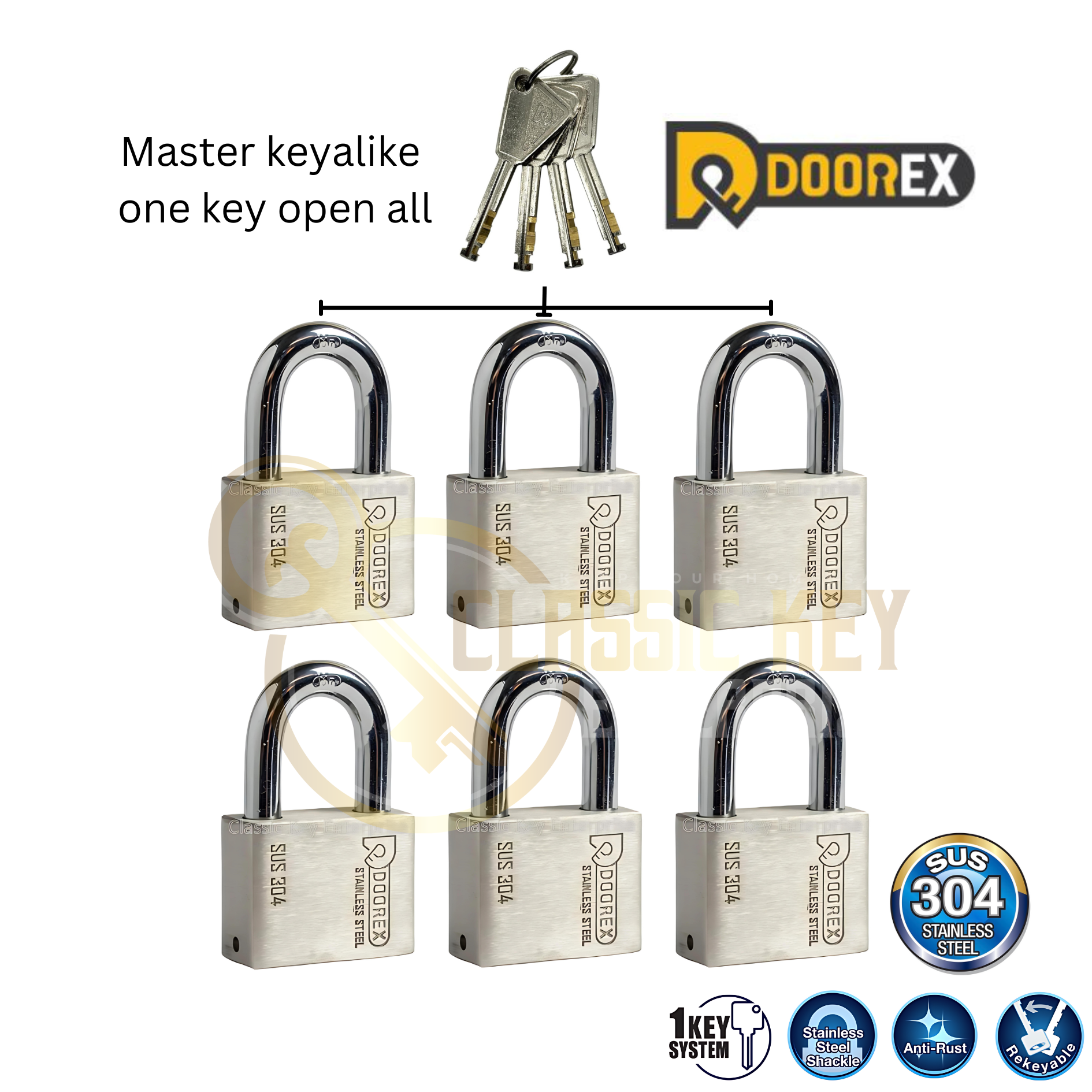DOOREX Padlock Heavy Duty Anti Rust TOP SECURITY (Size 40MM / 50MM ...