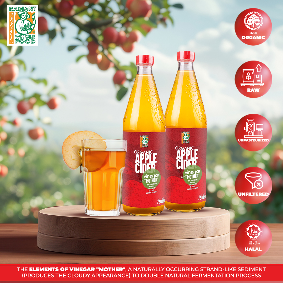 [Twin Pack] Radiant Organic Apple Cider Vinegar (750ml x 2 Bottles ...