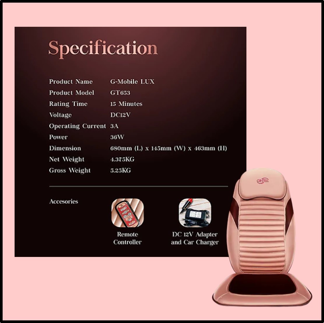 Gintell G Mobile Lux Massage Seat 2.0 with 3D Kneading & Shiatsu ...