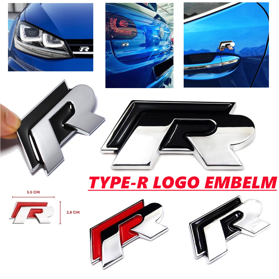 Universal Volkswagen VW Honda 3D Type R Logo Emblem Sticker Chrome ...