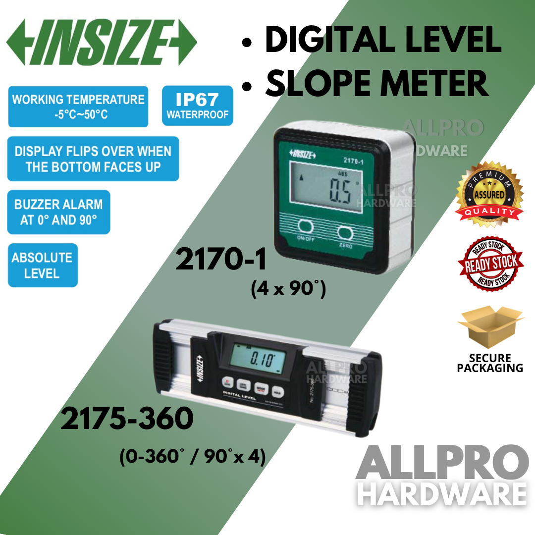 INSIZE Digital Level & Slope Meter 2170-1 / 2175-360 Waterproof Digital ...