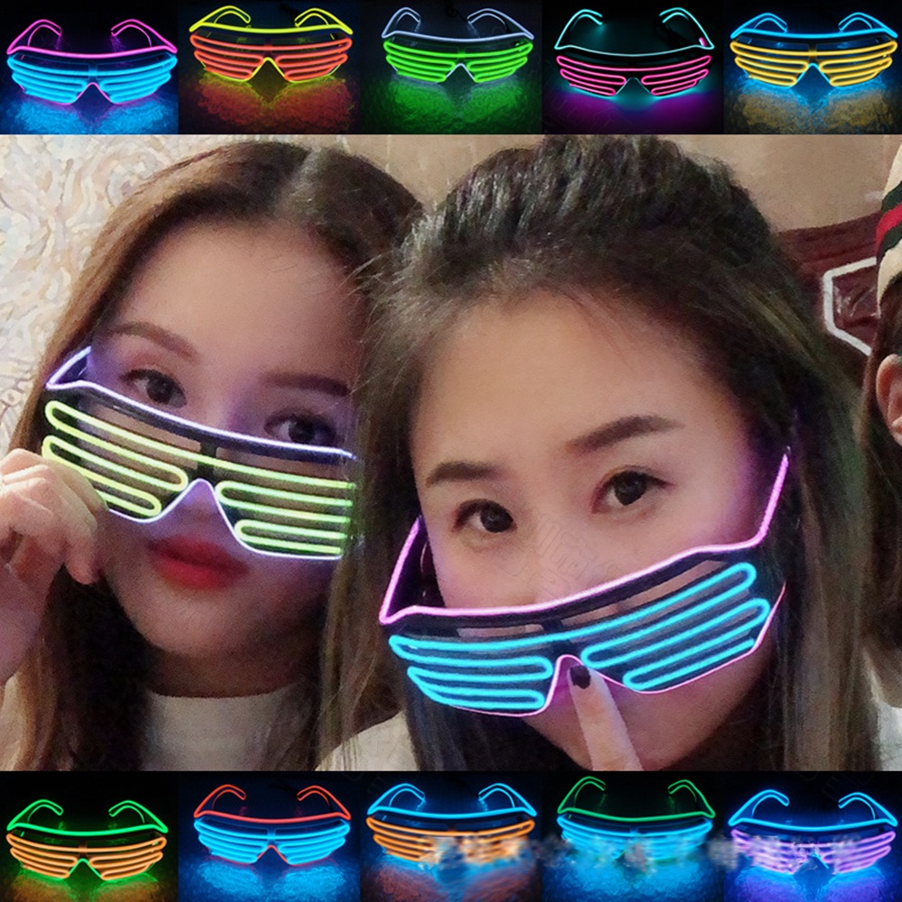 (Batteries Included) LED Luminous Glasses Halloween Bright Neon ...
