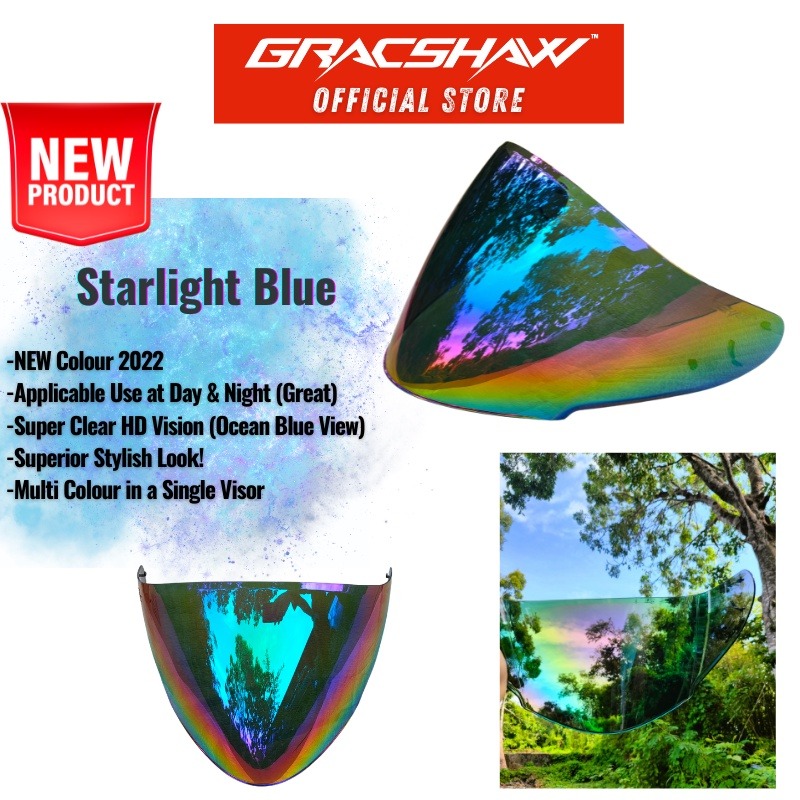 VISOR GRACSHAW VISOR GENNEX G535 G555 SMOKE REVO GOLD PISTA PURPLE PINK ...